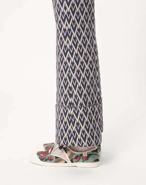 Valentino Garavani Monogram Jacquard Flare Trousers - Gray