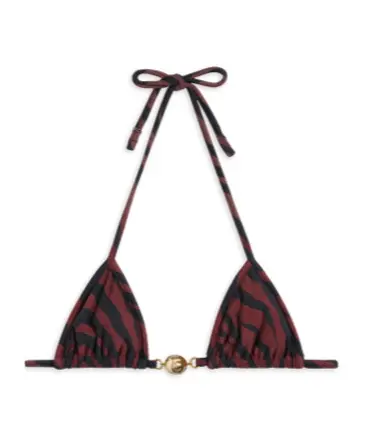 REINA OLGA Striped Triangle Bikini Top - Black
