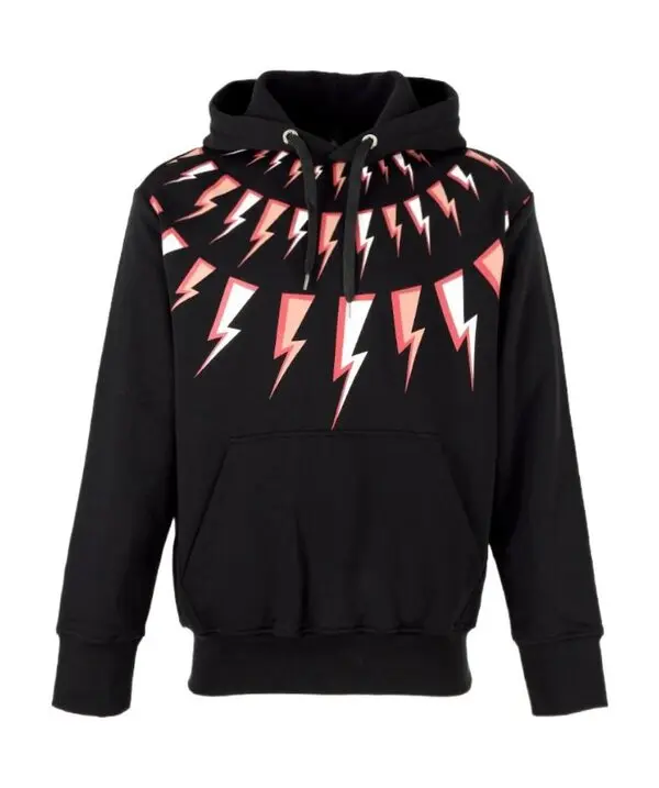 Neil Barrett Lightning Print Hooded Sweater - Black