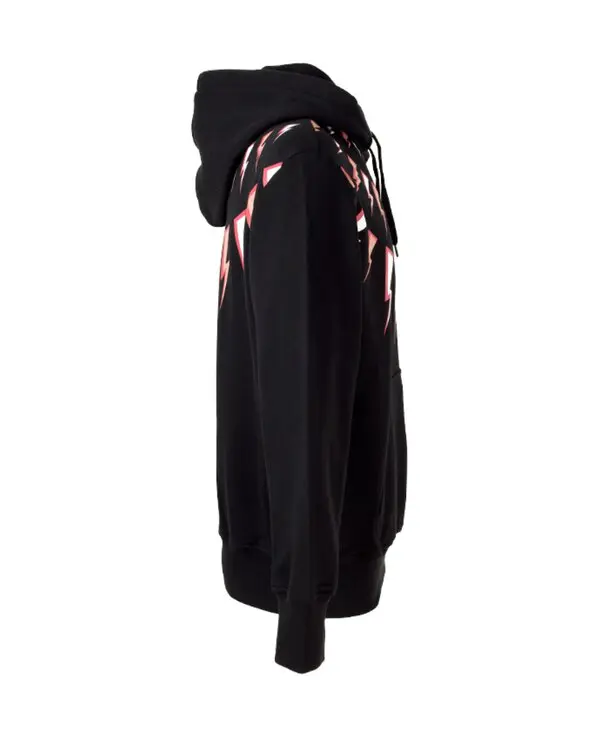 Neil Barrett Lightning Print Hooded Sweater - Black