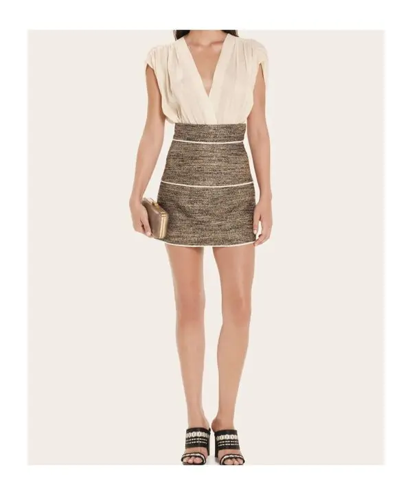 ZEUSDIONE Sleeveless Deep V-neck Bodysuit With Pleated Shoulders And Gathered Waist