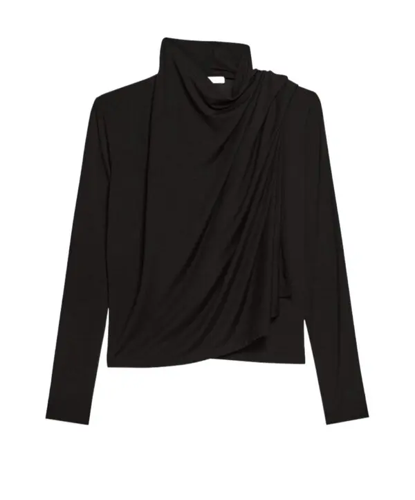 Helmut Lang Long Sleeve Scarf Detail Top - Black