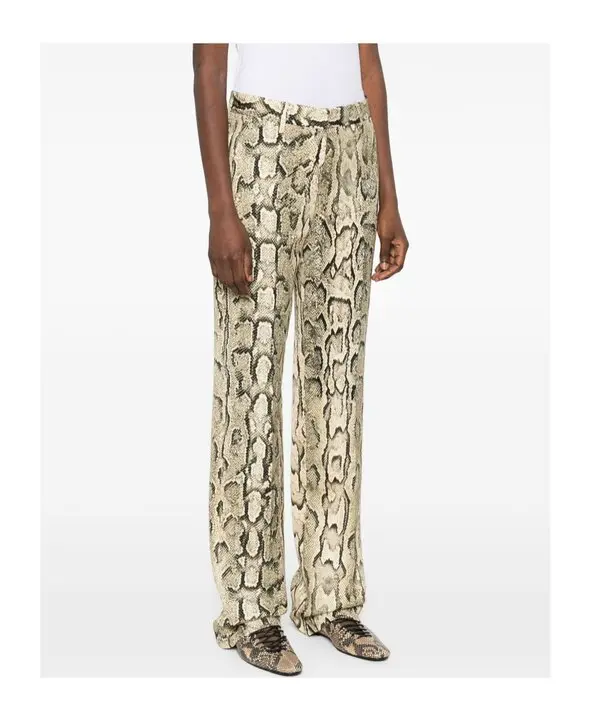 Dries Van Noten Snake Print High-rise Trousers