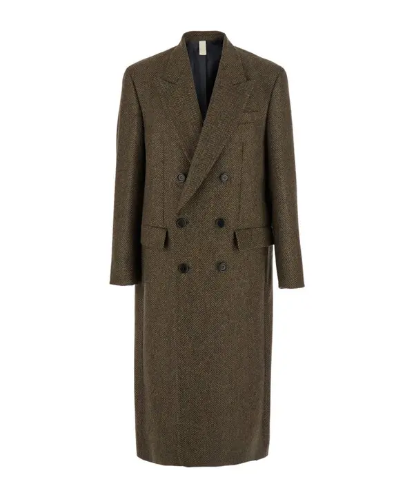 SUNFLOWER Herringbone Double-breasted Coat - Green