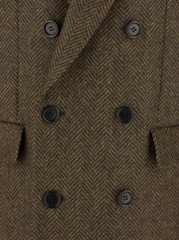 SUNFLOWER Herringbone Double-breasted Coat - Green