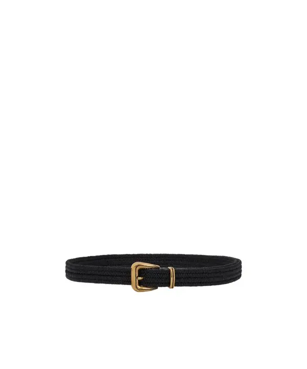 Brunello Cucinelli Rustic Woven Belt With Buckle - Black