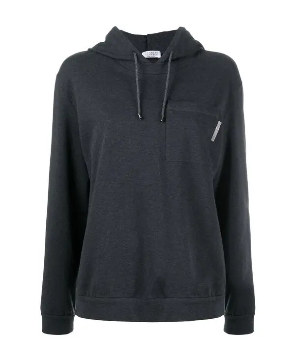 Brunello Cucinelli Logo Detail Drawstring Hoodie