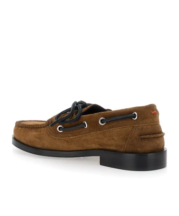 AeydĒ Suede Lace-up Boat Shoes - Brown