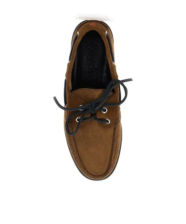 AeydĒ Suede Lace-up Boat Shoes - Brown