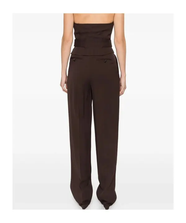 Elisabetta Franchi Gabardine Pleated Trousers - Black