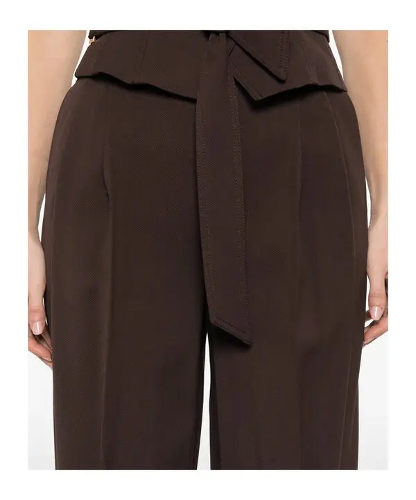 Elisabetta Franchi Gabardine Pleated Trousers - Black