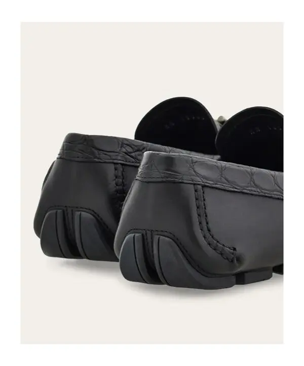 FERRAGAMO Penny Driver Loafer With Gancini Buckle - Black
