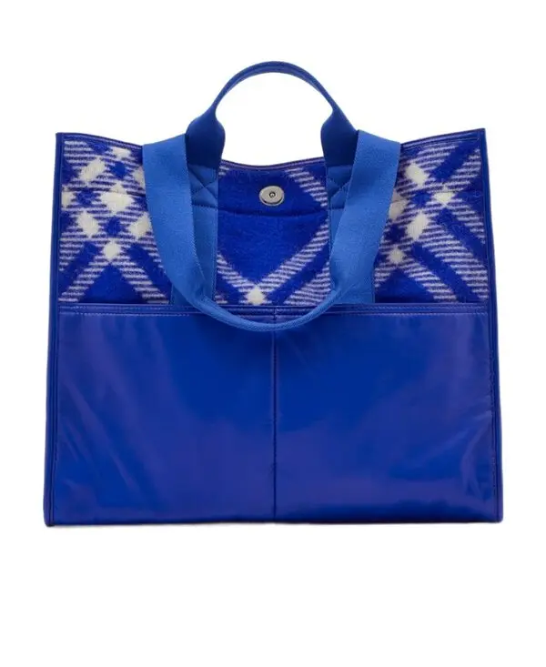 Burberry Check-pattern Top Handle Bag - Knight Blue