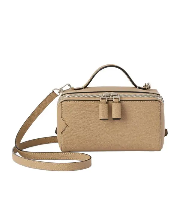 VALEXTRA V-line Crossbody Vanity Bag - Beige