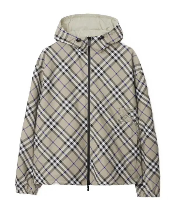 Burberry Equestrian Knight Check Hooded Jacket - Moss Color