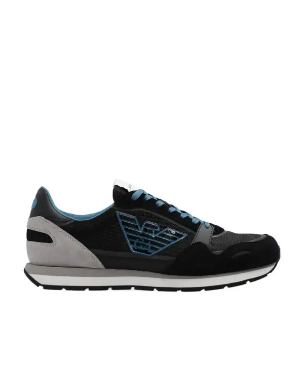Emporio Armani Logo Patch Lace-up Sneakers - Black