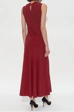 Ulla Johnson Scallop-trim Sleeveless Midi Dress - Red