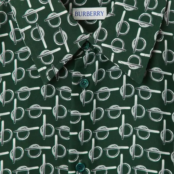 Burberry Monogram Printed Long Sleeved Shirt - Green