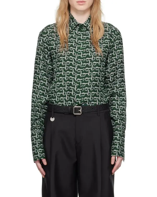 Burberry Monogram Printed Long Sleeved Shirt - Green