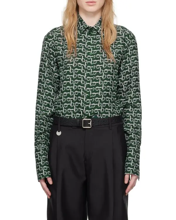 Burberry Monogram Printed Long Sleeved Shirt - Green