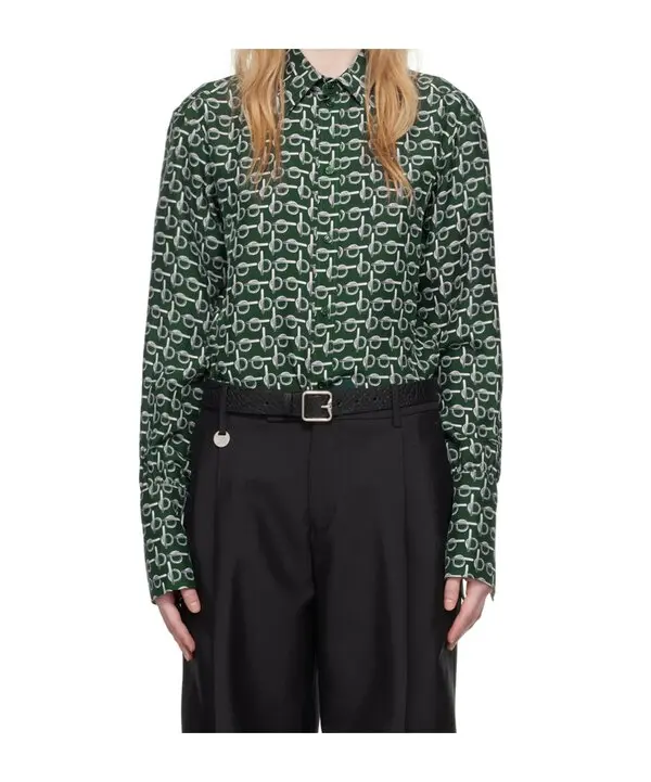 Burberry Monogram Print Long Sleeve Shirt - Green