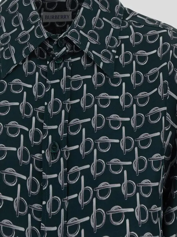 Burberry Monogram Print Long Sleeve Shirt - Green
