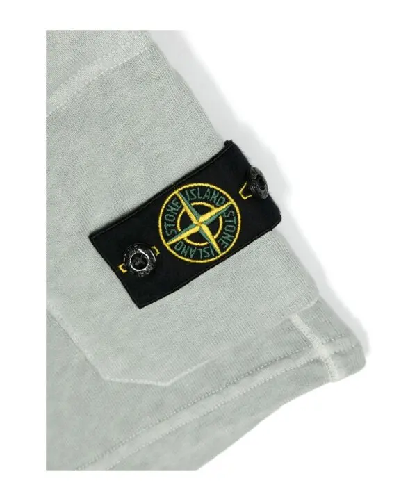 Stone Island Elastic Waistband Shorts With Removable Logo Badge - Light Gray