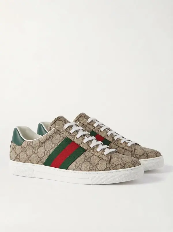 Gucci Ace Low-top Sneakers With Gg Supreme Canvas - White
