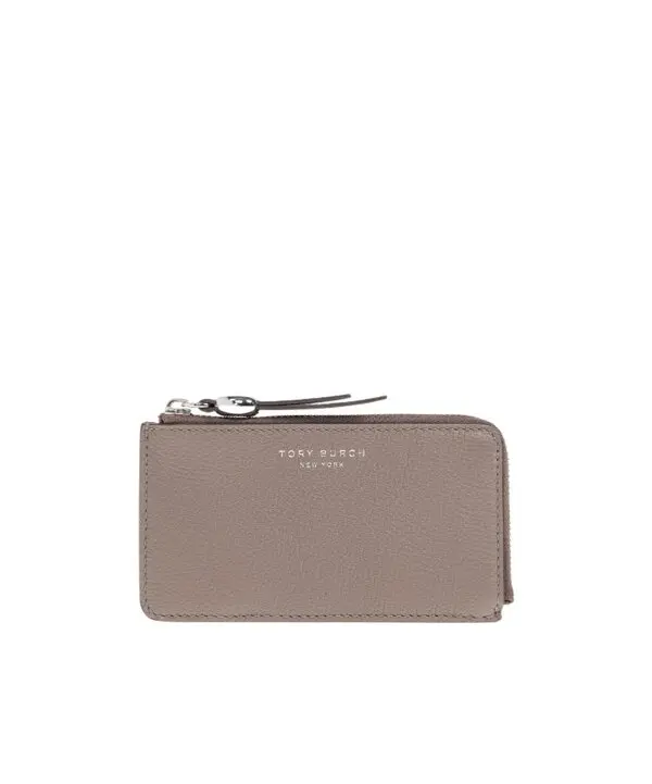 Tory Burch Zip Leather Cardholder - Gray