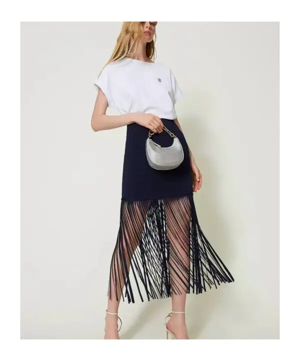TWINSET High-waist Fringed Maxi Skirt