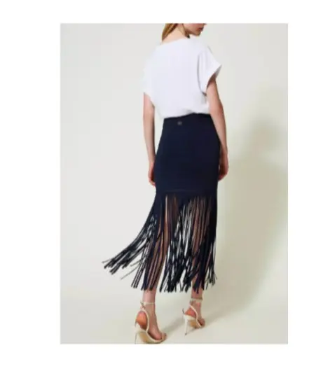 TWINSET High-waist Fringed Maxi Skirt