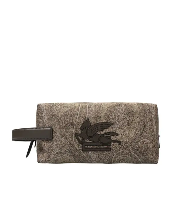 Etro Paisley Pattern Zipped Clutch Bag - Brown