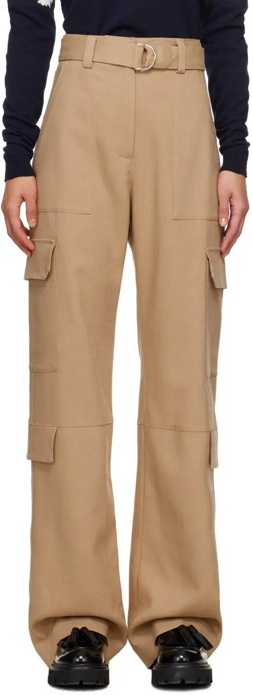MSGM Belted High-waist Palazzo Cargo Pants
