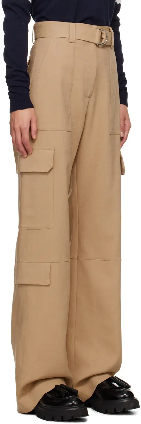 MSGM Belted High-waist Palazzo Cargo Pants
