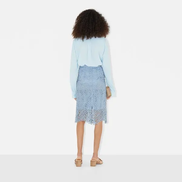 Burberry High Waist Lace Midi Skirt - Blue