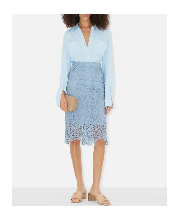 Burberry High Waist Lace Midi Skirt - No