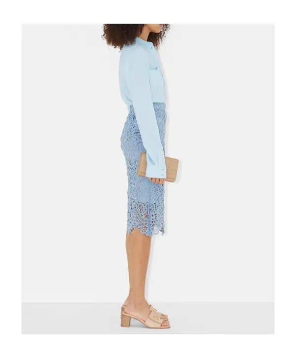 Burberry High Waist Lace Midi Skirt - No