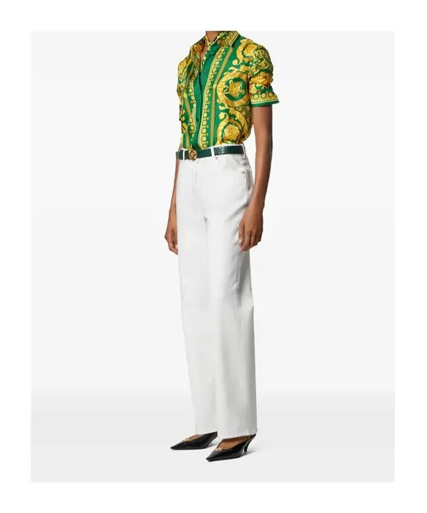 Versace Baroque Pattern Long-sleeved Shirt - Green