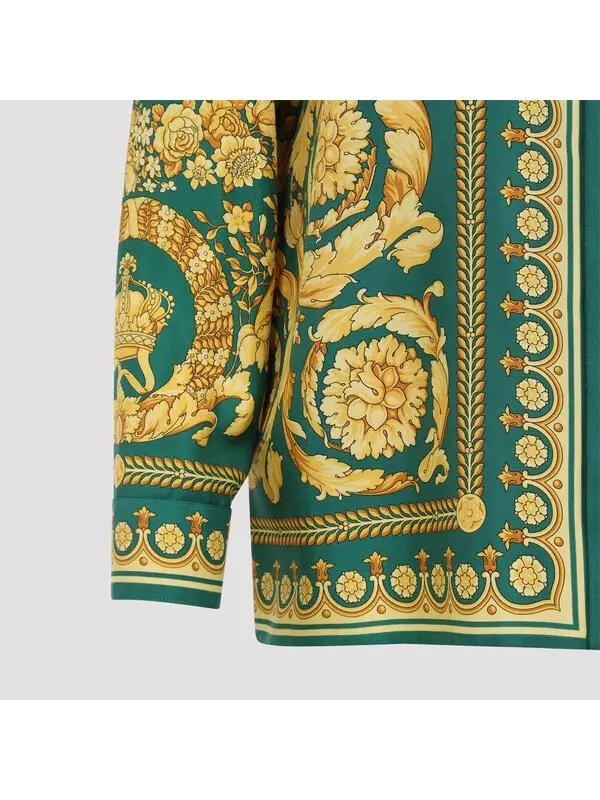 Versace Baroque Pattern Long-sleeved Shirt - Green