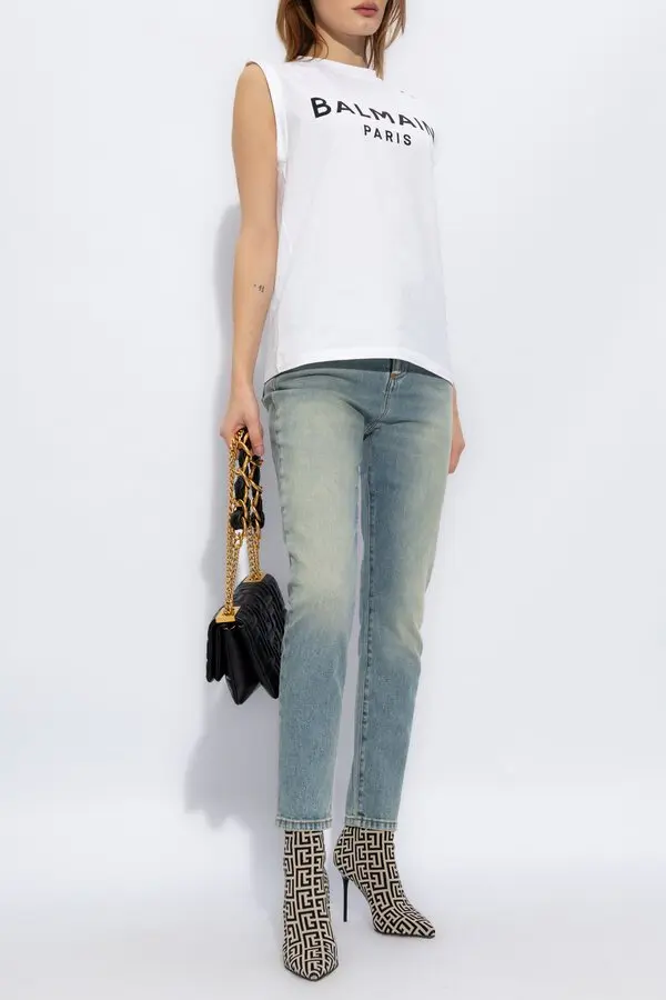 Balmain Vintage Effect Straight Leg Jeans
