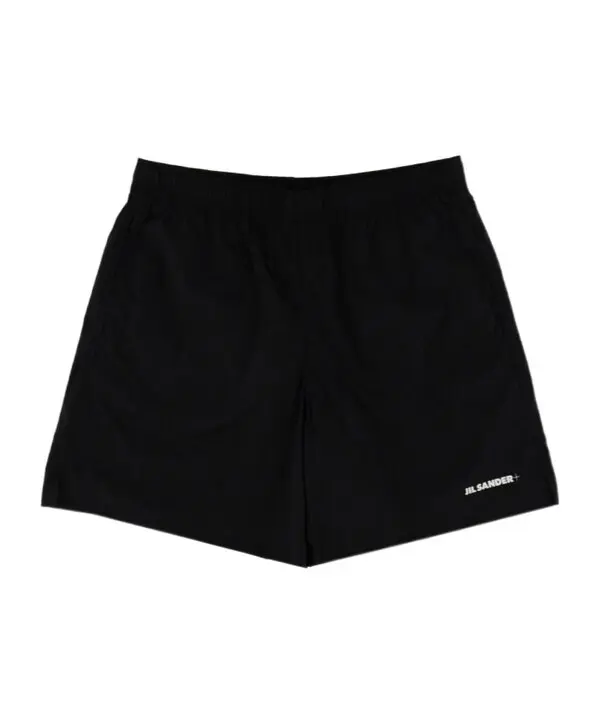 JIL SANDER Logo Print High Waist Swim Shorts - Black