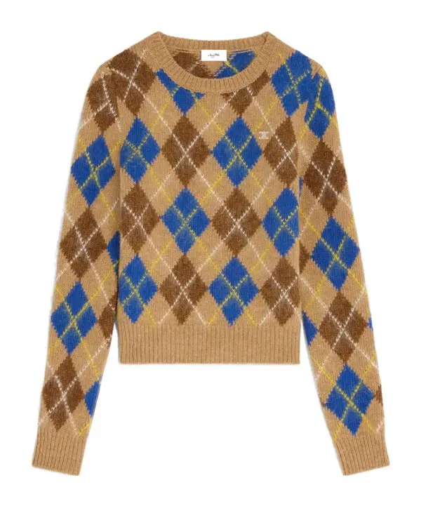 Celine Argyle Wool Crewneck Sweater - Nude