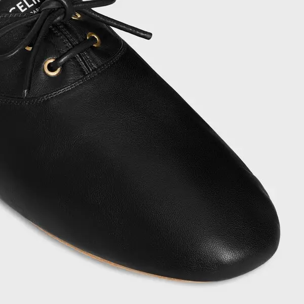 Celine Lambskin Lace-up Ballet Flats - Black