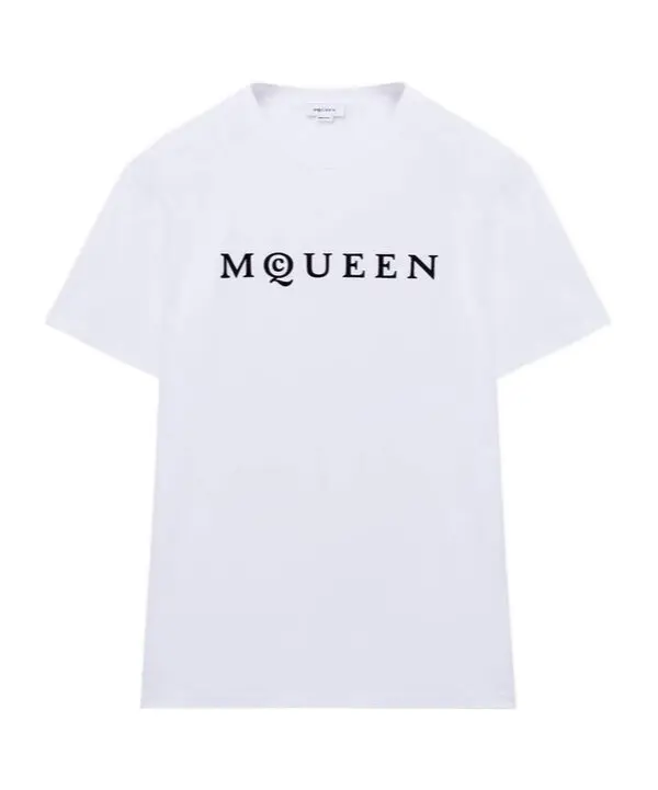 Alexander McQueen Flocked-logo Crewneck T-shirt - White