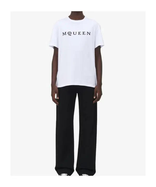 Alexander McQueen Flocked-logo Crewneck T-shirt - White