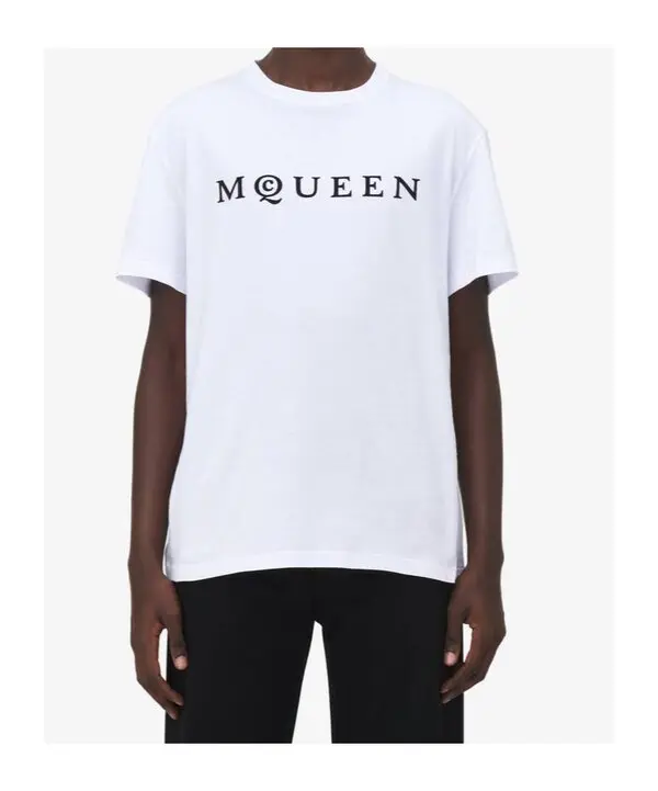 Alexander McQueen Flocked-logo Crewneck T-shirt - White