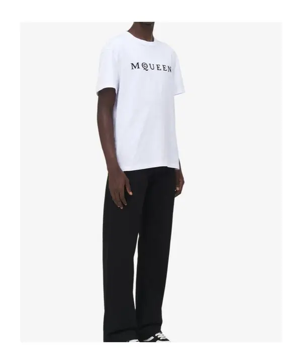 Alexander McQueen Flocked-logo Crewneck T-shirt - White