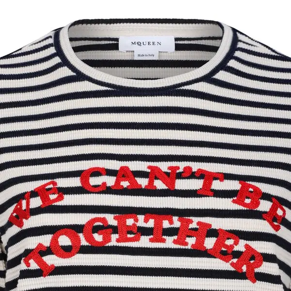 Alexander McQueen Striped Long Sleeve T-shirt With Embroidered Slogan