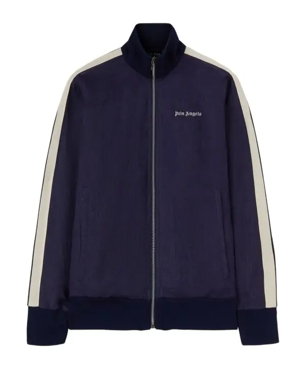 Palm Angels Logo Embroidered Zipped Track Jacket - Black