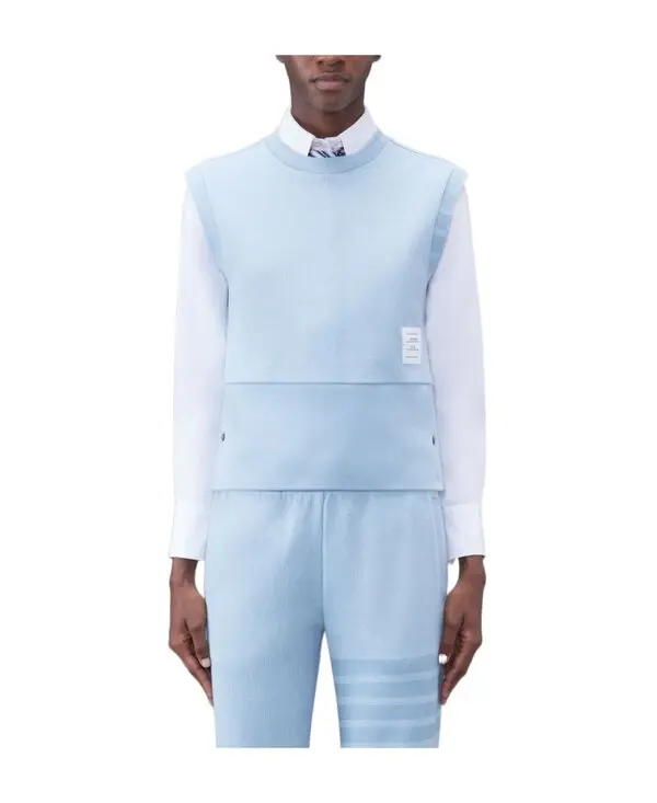 Thom Browne Double Face Knit 4-bar Shell Top - Light Blue